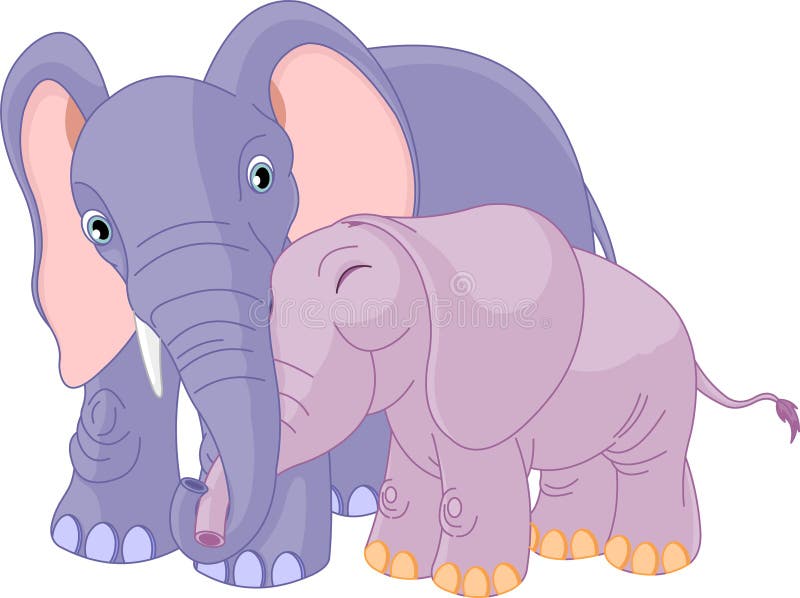 Father Elephant and Her Calf Stock Vector - Illustration of nature ...