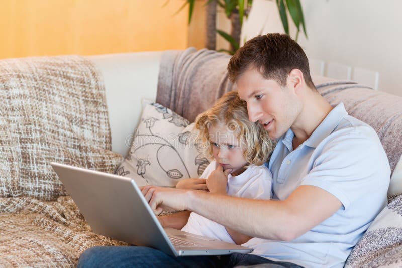 Father Explaining His Son the Internet Stock Photo - Image of enjoying ...