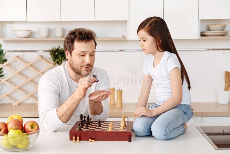 Father Explaining the Knight Move Stock Photo - Image of grandmaster ...