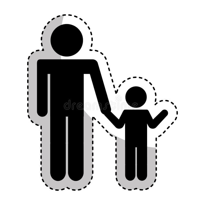 Father Figure with Son Silhouette Isolated Icon Stock Vector ...
