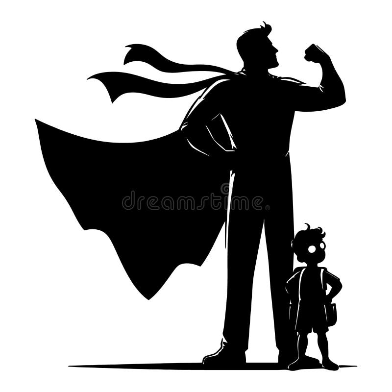 Father Figure Super Dad Cape Silhouette Stock Vector - Illustration of ...