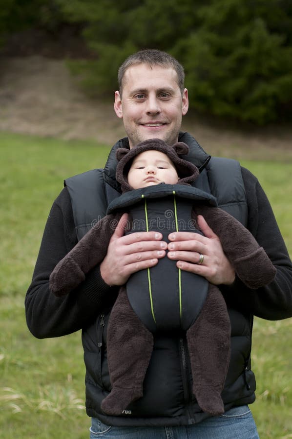 Father with Front Baby Carrier Stock Image - Image of suit, cute: 17190157