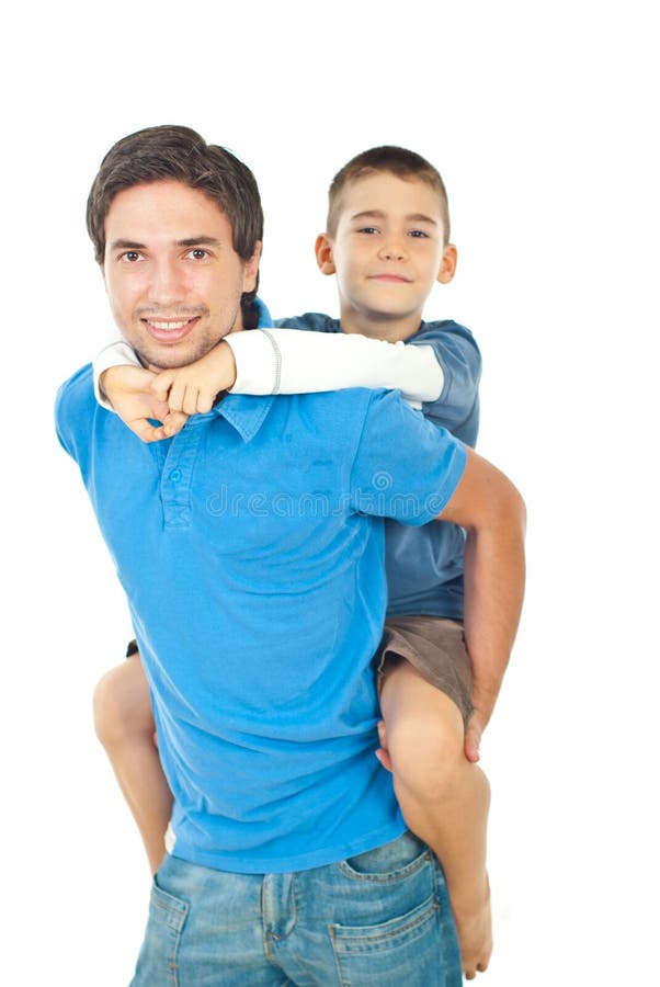 Father Giving His Son Piggy Back Ride Pool Stock Photos - Free ...
