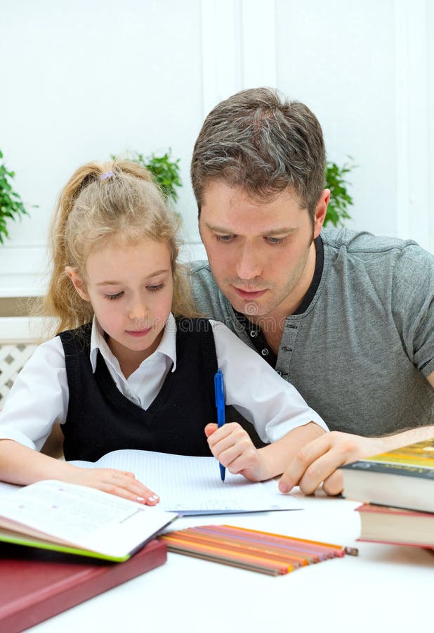 Father helping daughter. stock photo. Image of child - 65189402