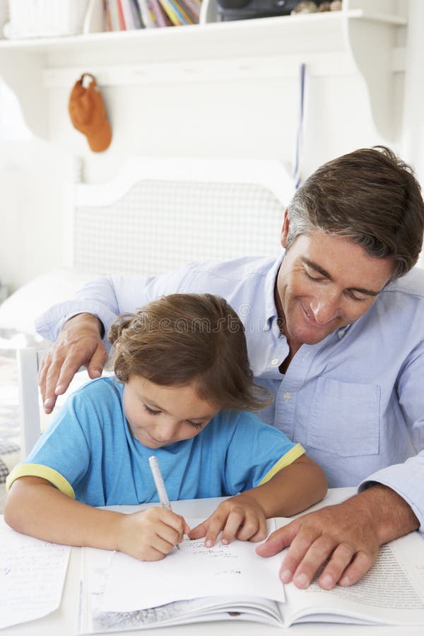 Father Helping Son with Homework Stock Image - Image of student, year ...