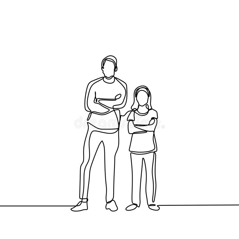 Father and His Daughter One Line Continuous Drawing Stock Vector ...