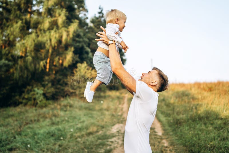 Father and His Little Son Have Fun Outdoor Stock Image - Image of love ...