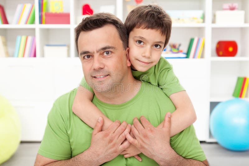 Father and His Preschool Boy Stock Photo - Image of family, back: 25543472