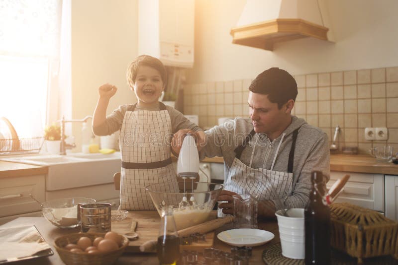 A Father and His Son Cooking Stock Photo - Image of ingredients ...