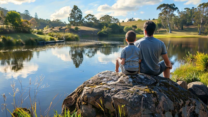 A Father and His Son Sharing a Moment of Reflection while Sitting on a ...