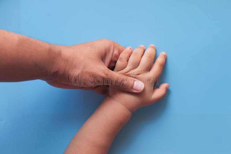 Father Holding Hand of Baby Child, Close Up . Stock Photo - Image of ...