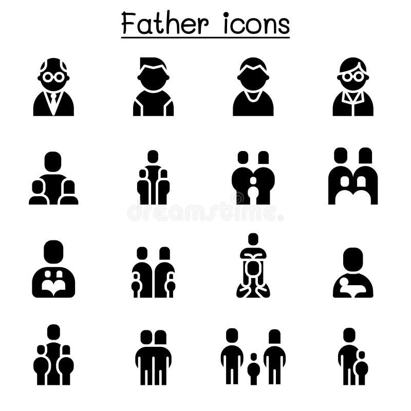 Father icon set stock vector. Illustration of hold, icon - 123577581