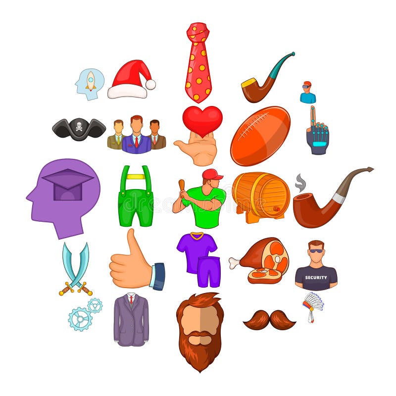 Father Icons Set, Cartoon Style Stock Vector - Illustration of ...