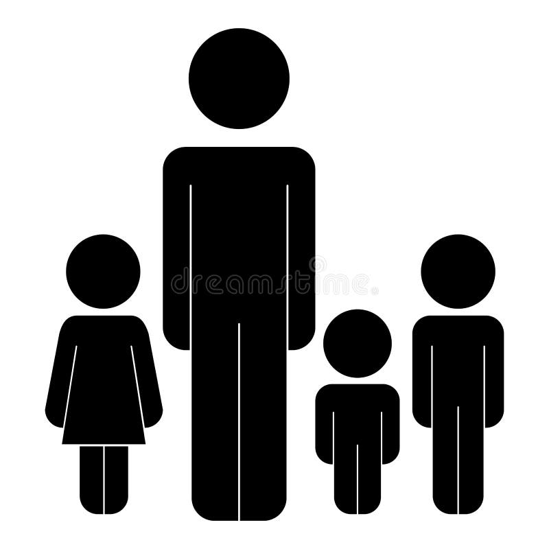 Father with Kids Figure Silhouette Stock Vector - Illustration of ...