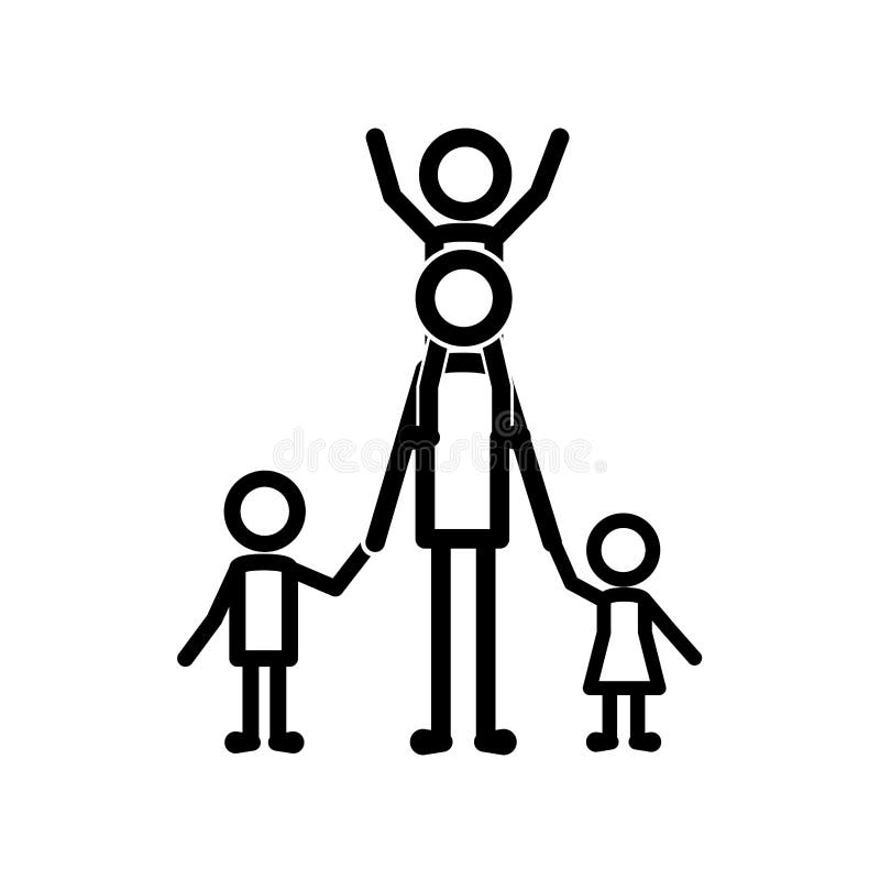 Father with Kids Figure Silhouette Stock Vector - Illustration of ...
