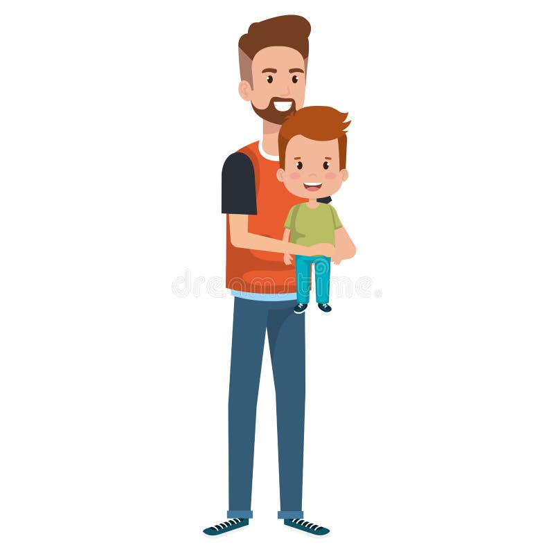 Father Lifting Son Characters Stock Illustration - Illustration of ...