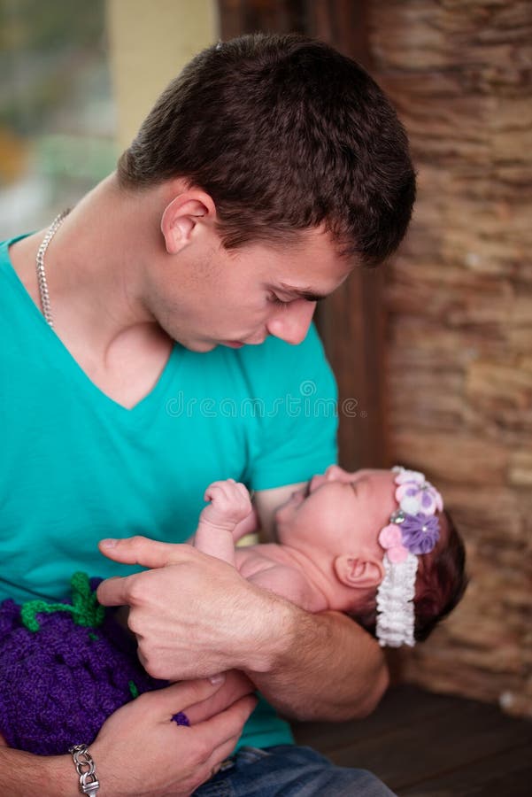Father with Newborn Baby in Hands Stock Photo - Image of daddy, child ...