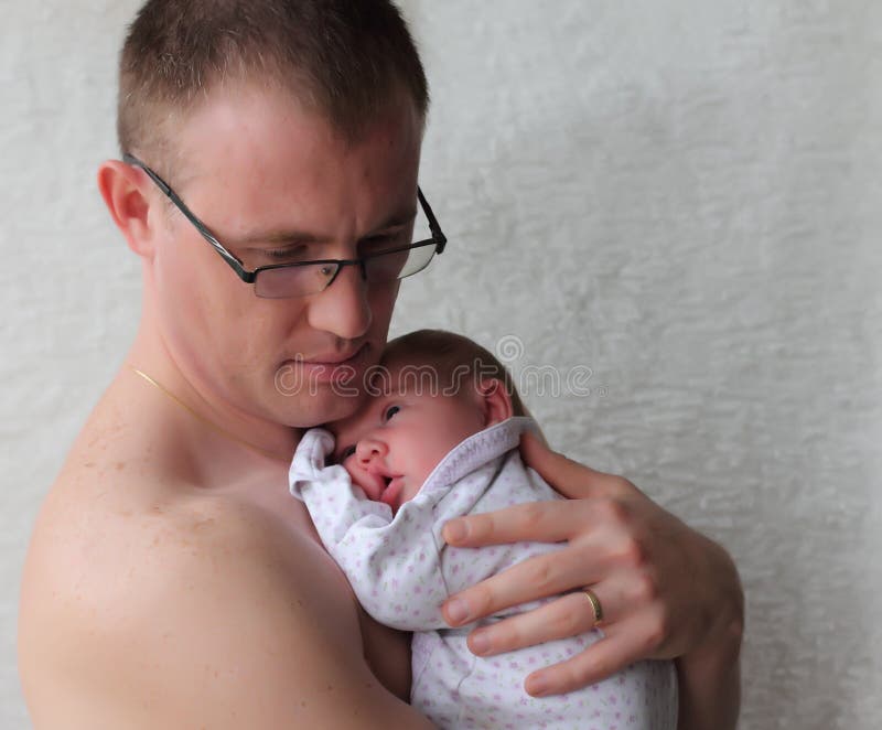 Father and newborn girl stock image. Image of offspring - 18093011