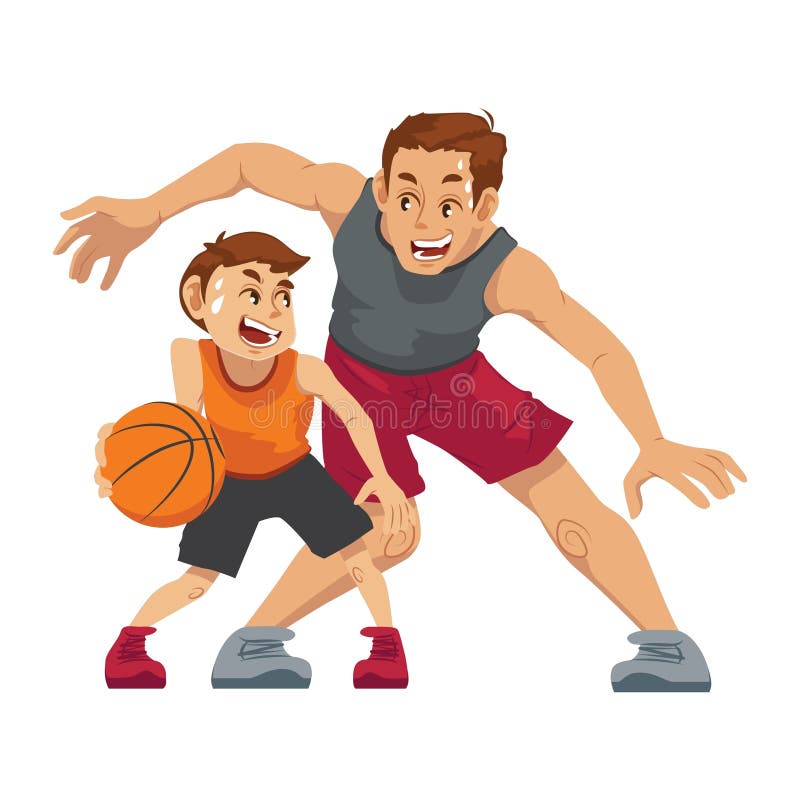 Father Playing Basketball with Son. Vector Illustration Decorative ...