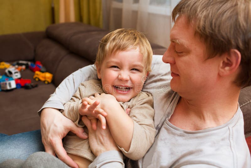 The Father Plays with the Kid Stock Photo - Image of offspring ...