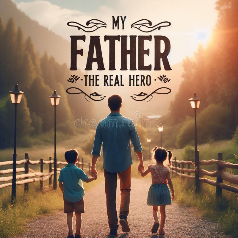 Father is the real hero stock illustration. Illustration of family ...