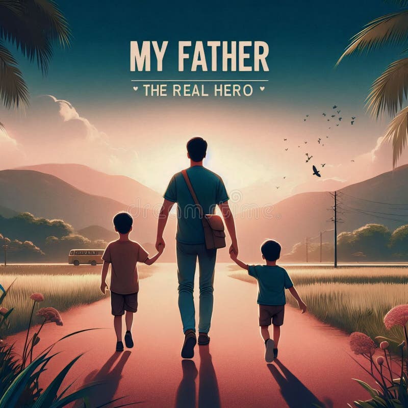 Father is the real hero stock illustration. Illustration of real ...