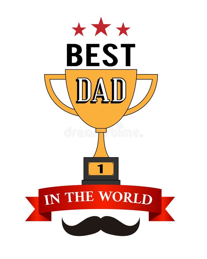 Father`s Day Card. . Cup Best Dad World Stock Vector - Illustration of ...