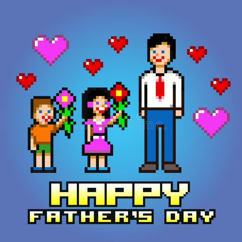 Father S Day Card - Pixel Art Style Layers Vector Stock Vector ...