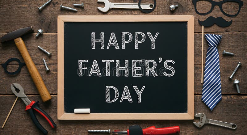 Father S Day Chalkboard Message with Tools and Tie Stock Illustration ...