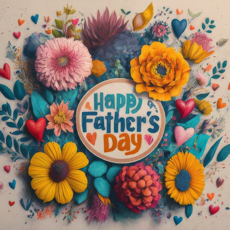 Father S Day Greeting Design with Flowers, Hearts and Flowers Father S ...