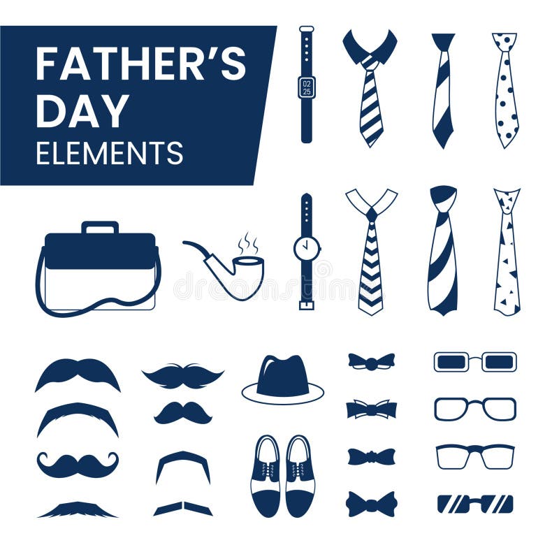Father S Day Icon Set Men S Accessories & Style Elements Dapper Dad ...