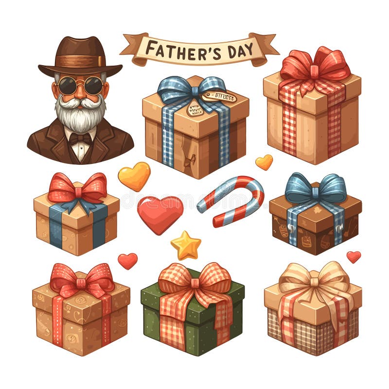 Father S Day Present Box Set Vector Illustration Stock Vector ...