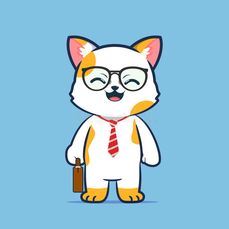 Father S Day Vector Illustration. Cute Cat Dad with Tie, and Briefcase ...