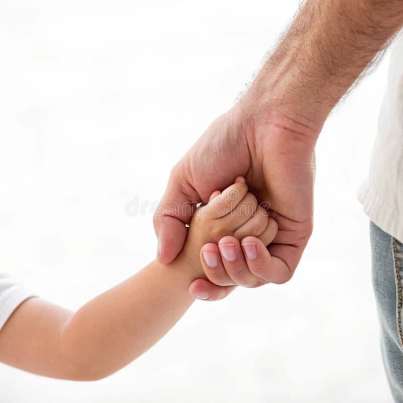 Pinky Finger Thats Father Holding Child S Hand on White Background ...