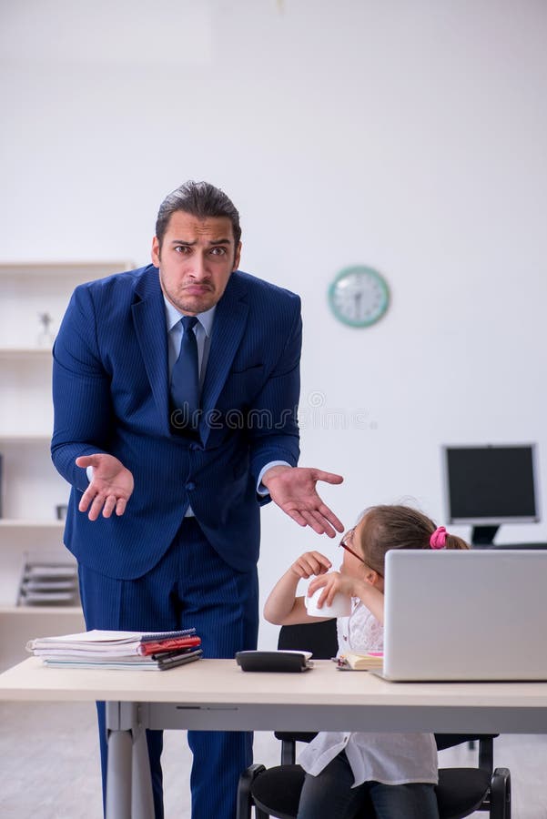 Father Secretary and His Daughter Boss in Funny Concept Stock Photo ...