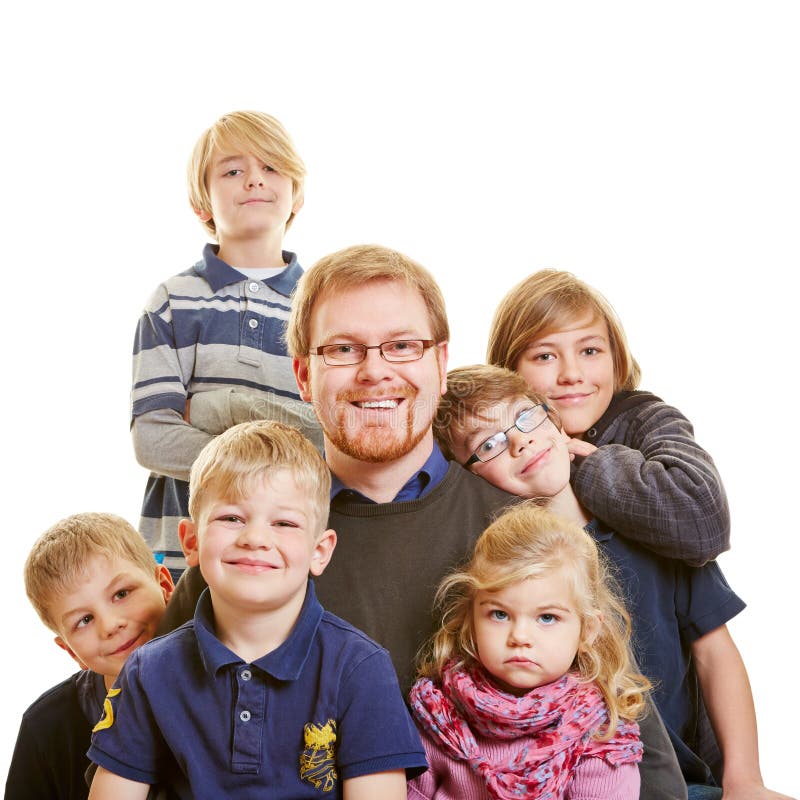 Father with six children stock photo. Image of boys, group - 28218288