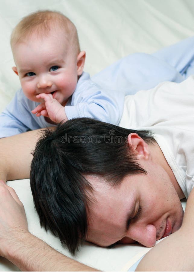 The Father and Small Daughter Happy Stock Photo - Image of together ...
