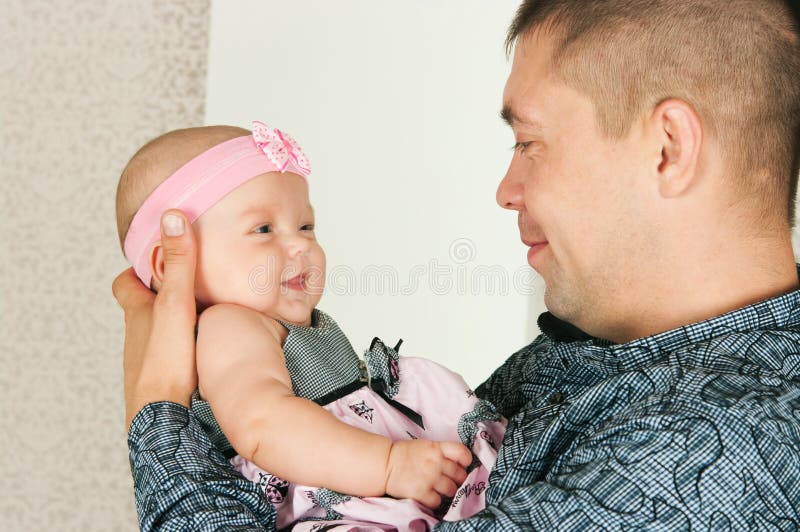 Father and small daughter stock image. Image of newborn - 50181549