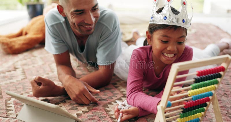 Father, Smile and Child with Abacus for Learning Math, Study and ...