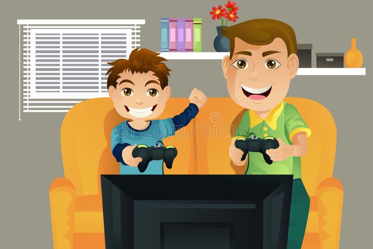 Father Son Playing Video Games Stock Illustrations – 243 Father Son ...