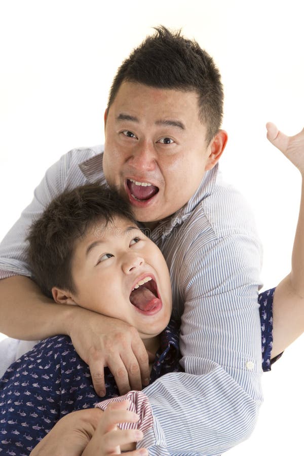 Family Portrait of Asian Chinese Father, Daughter Stock Image - Image ...