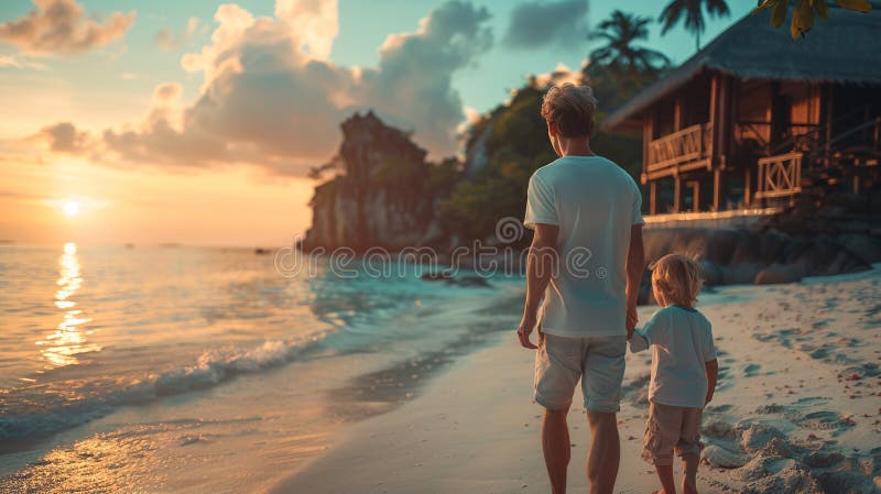 Father and Son Backside View , Generated AI Stock Photo - Image of ...