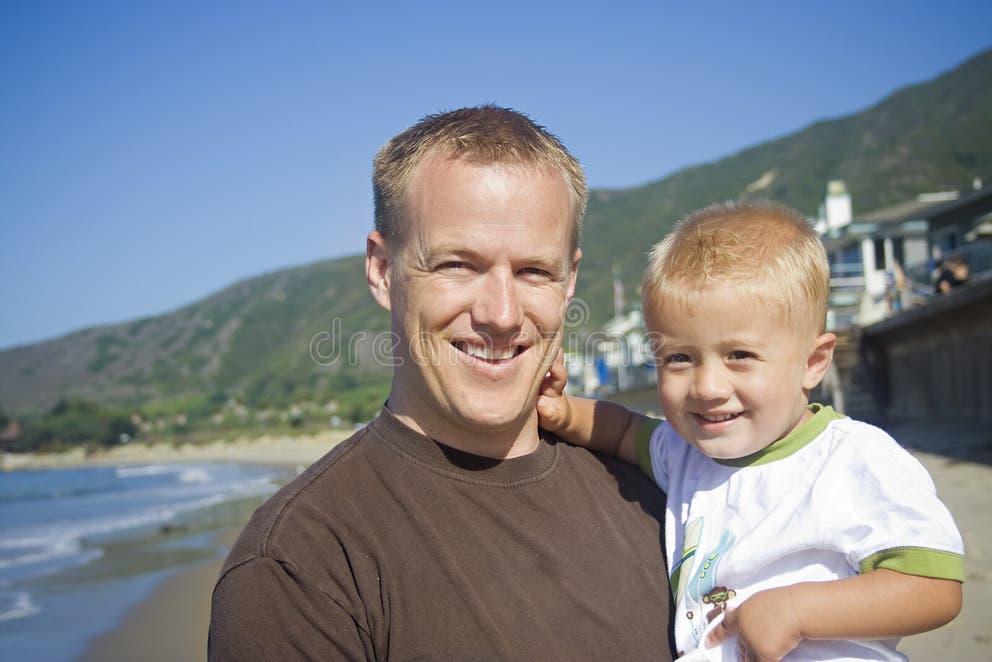 Father and Son on the Beach Stock Photo - Image of happy, california ...