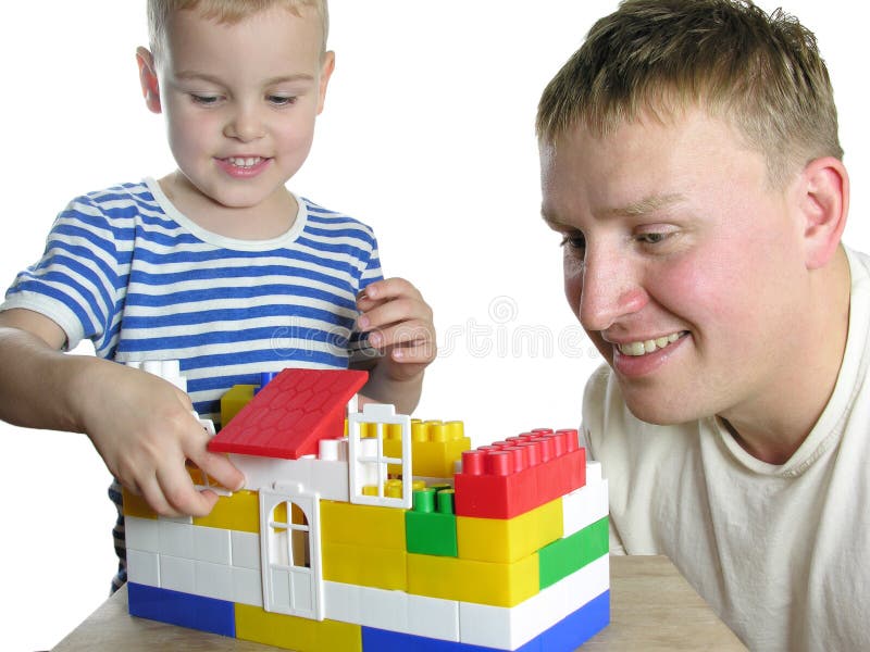 Father with Son Build House Stock Image - Image of development, play ...
