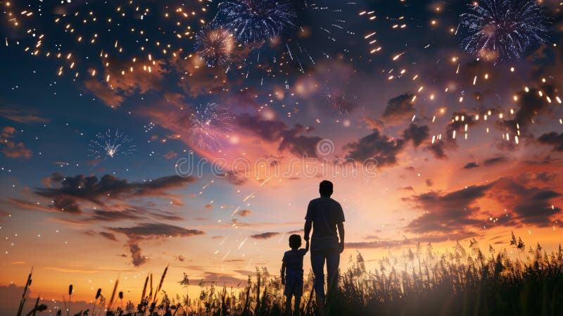 Father and Son Celebrate Independence Day Stock Image - Image of ...