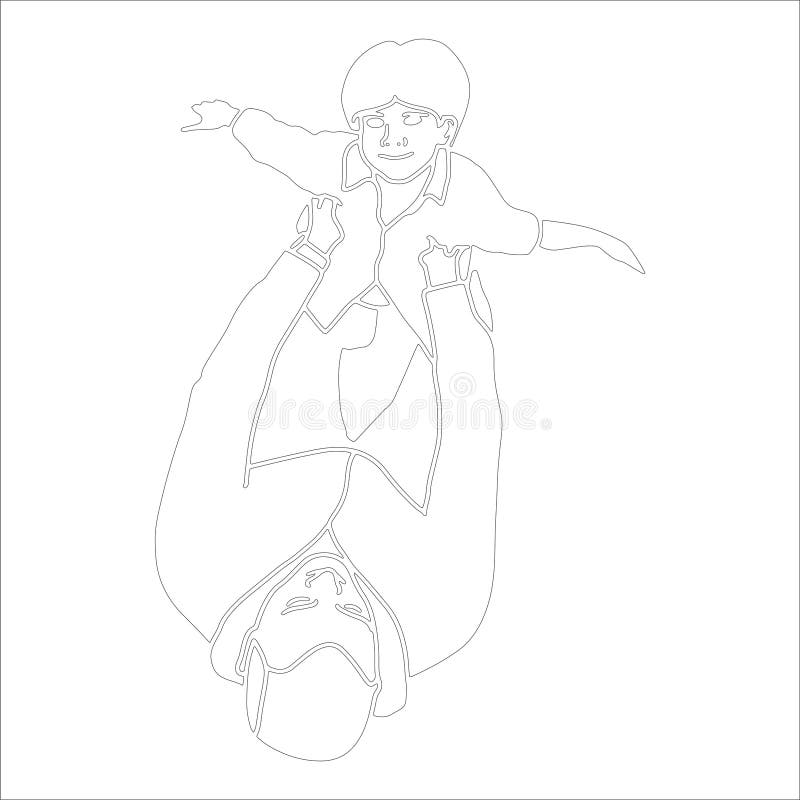 Father and Son Character Outline Illustration on White Background Stock ...