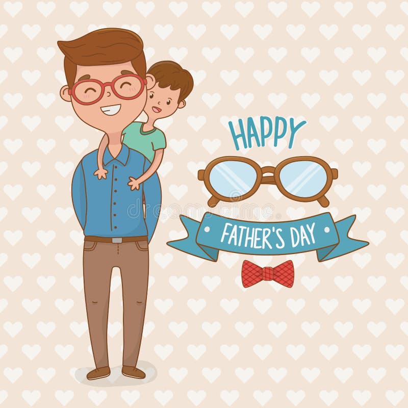 Father and Son Characters Card Stock Vector - Illustration of avatars ...