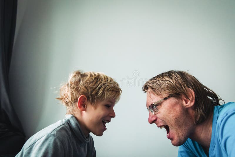 Father and Son Conflict, Agression, Abuse, Misunderstanding Stock Photo ...