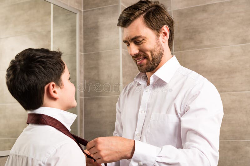 Father and Son Dressing in Formal Wear Stock Photo - Image of together ...