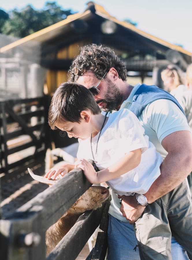 Father and Son Enjoying a Sunny Day on a Farm Stock Image - Image of ...